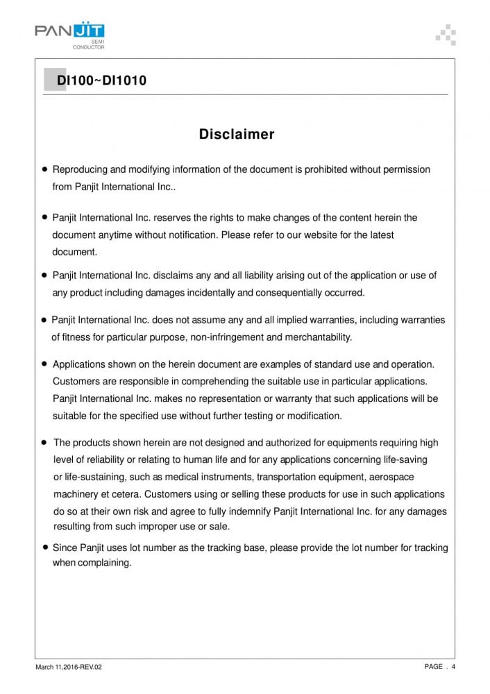 PANJIT DI106 datasheet page 4