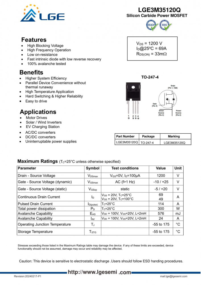 LGE3M35120Q datasheet page 1