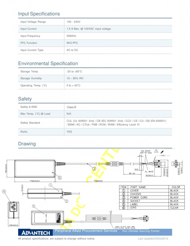 96PSA-A65W19P2-1 product documentation image 2