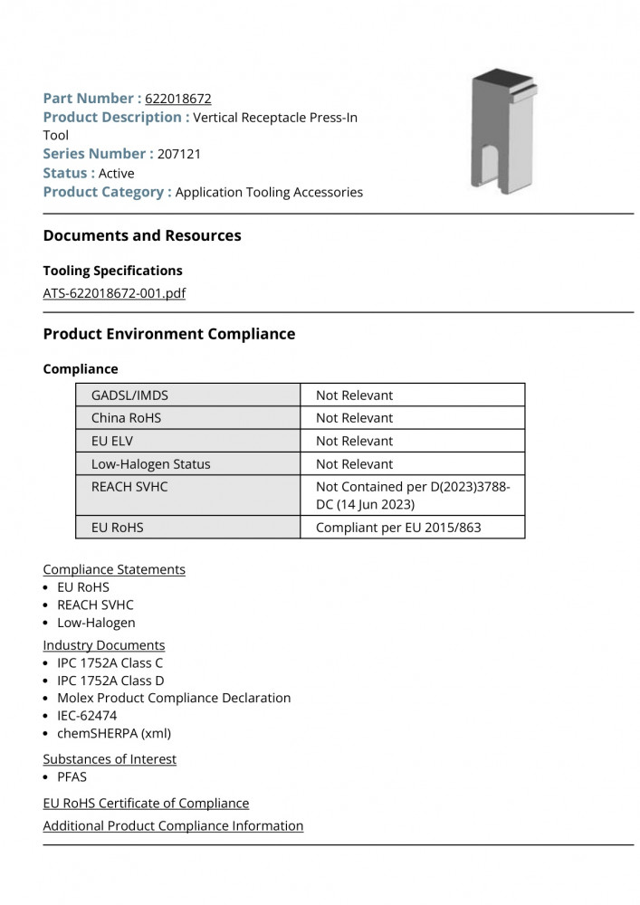 Tooling document preview, page 1