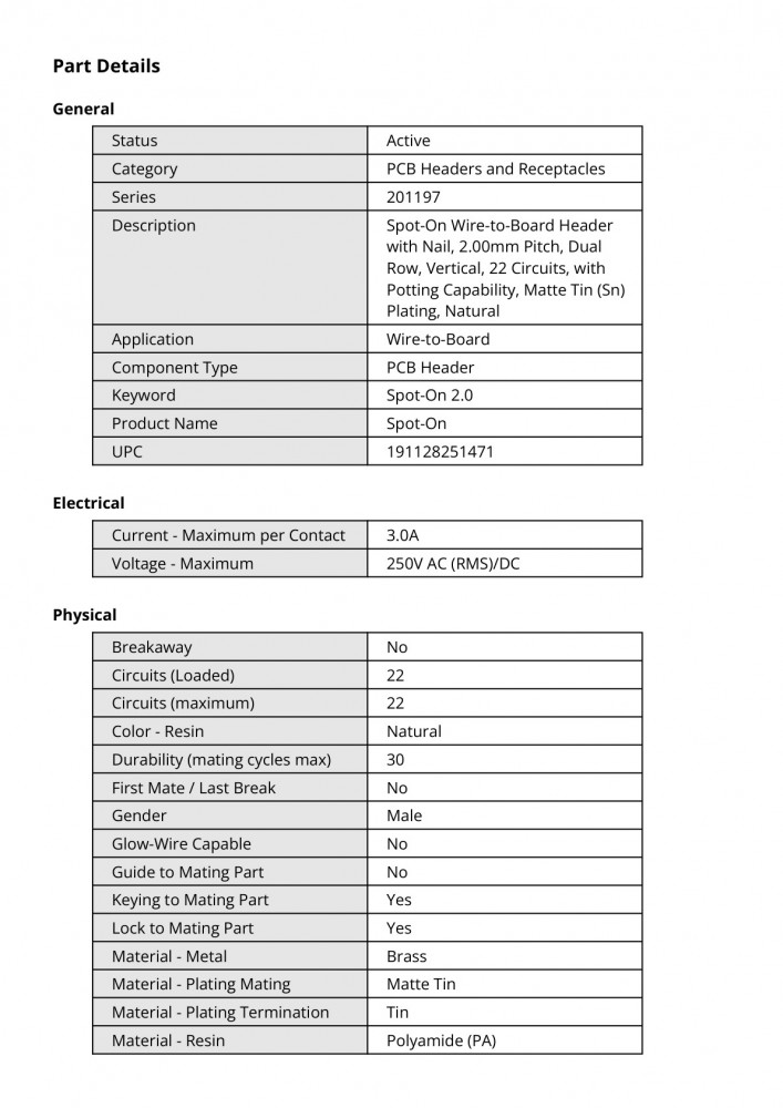 Technical document image 2 for MOLEX 2011970220