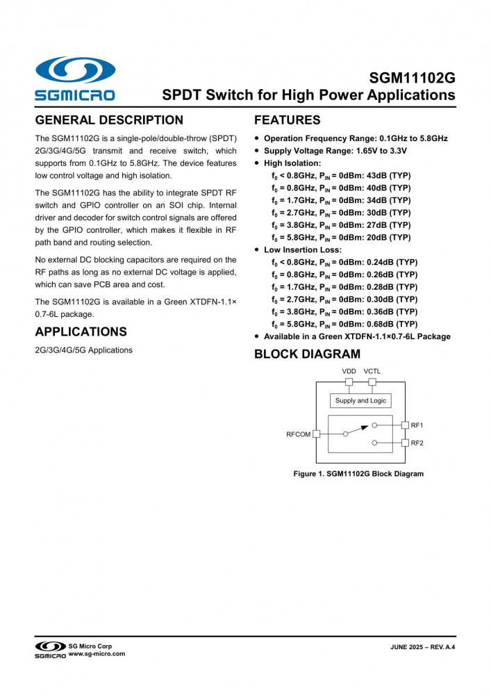SGM11102G datasheet page 1