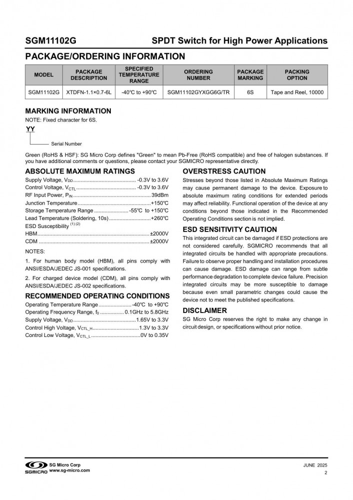 SGM11102G datasheet page 2