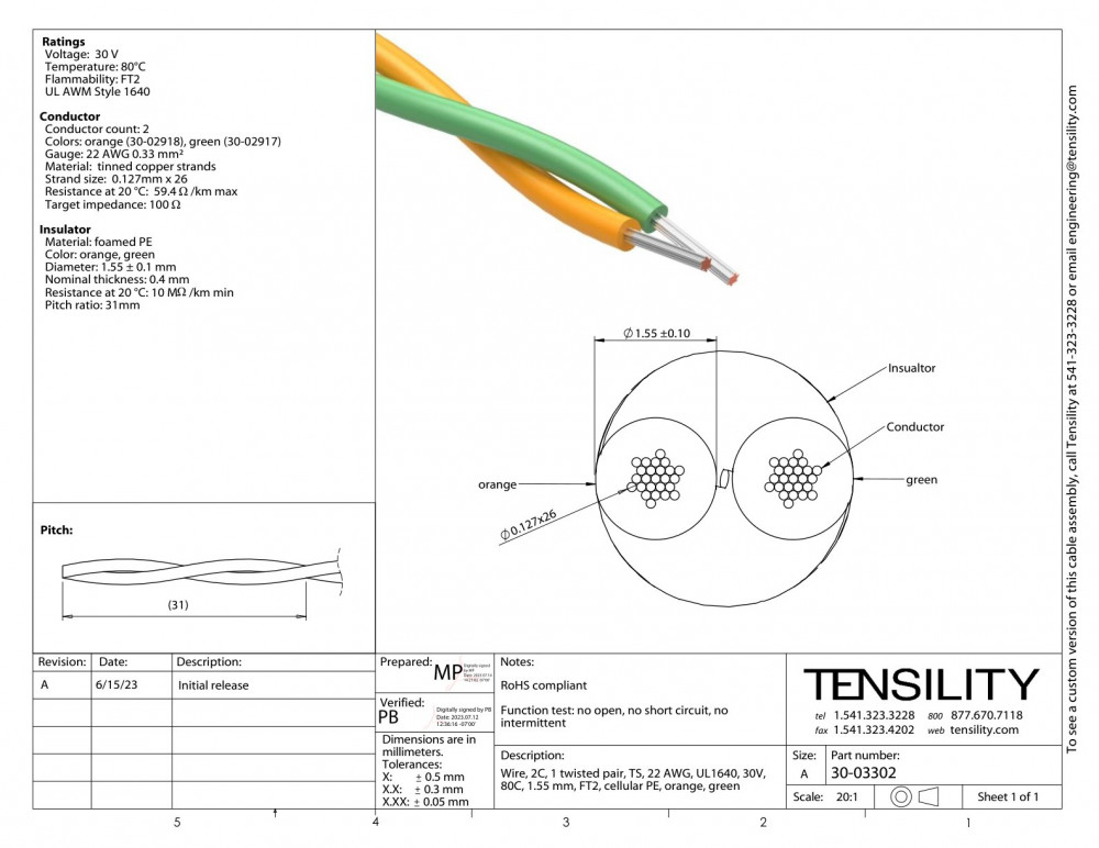 Tensility International 30-03302 product drawing