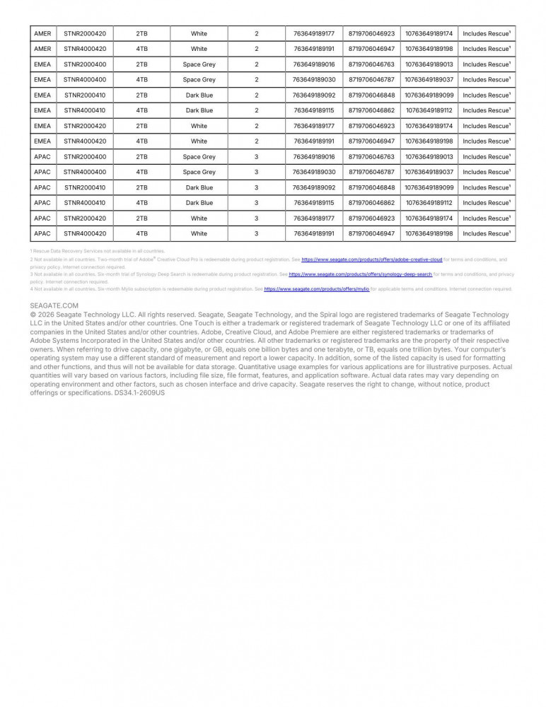 Seagate One Touch product datasheet page 3