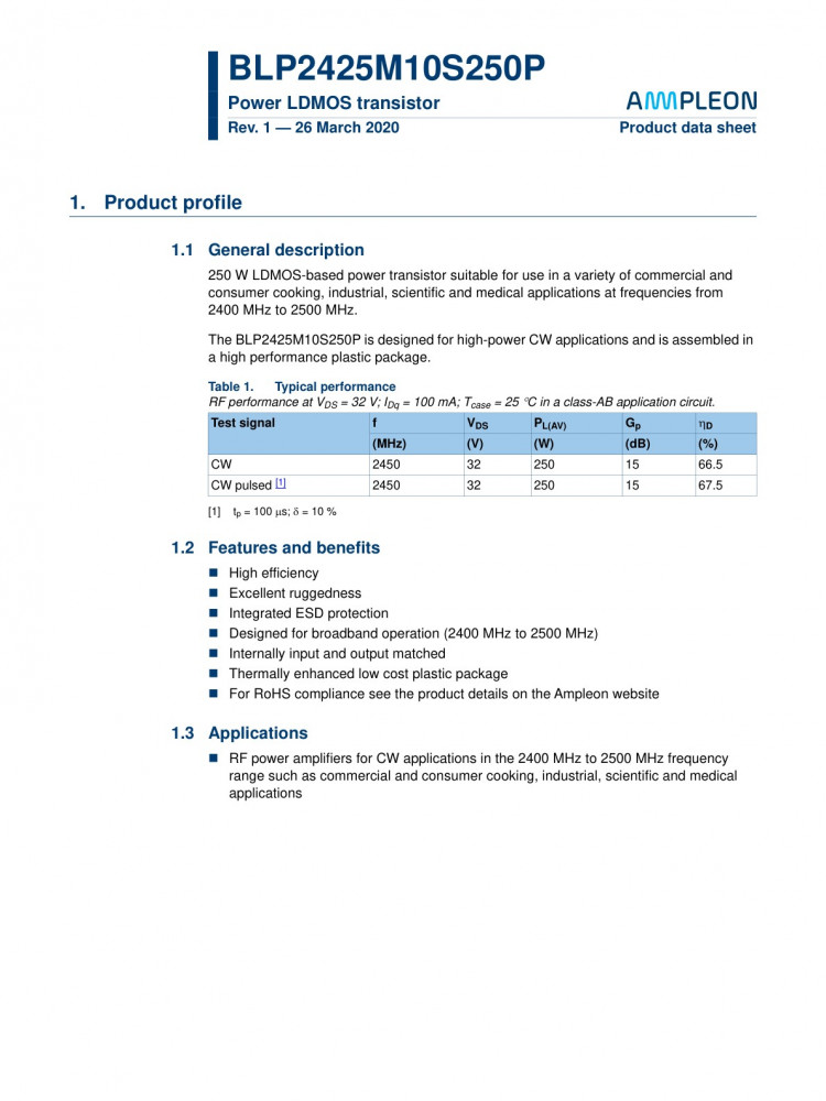 BLP2425M10S250P datasheet page 1