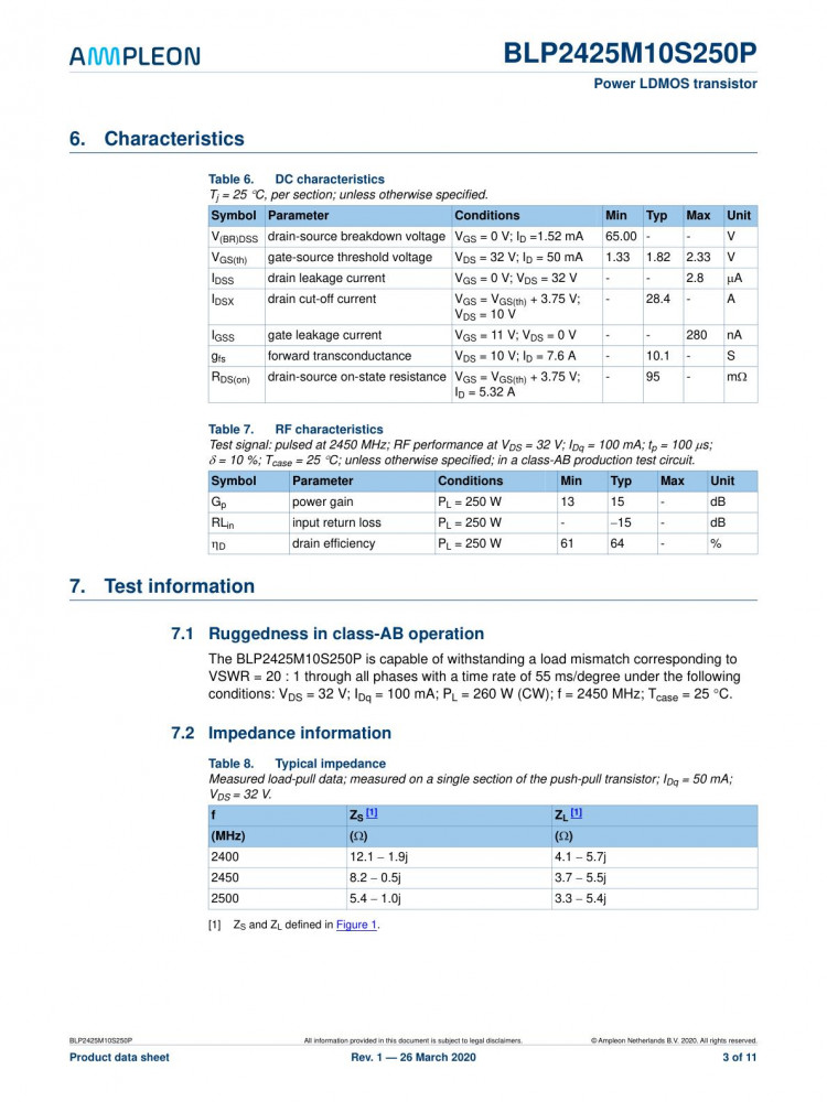 BLP2425M10S250P datasheet page 3
