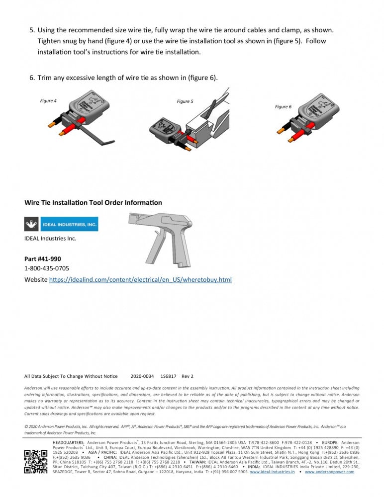 Anderson Power B02597G4 SBS Mini clamp assembly instructions page 2