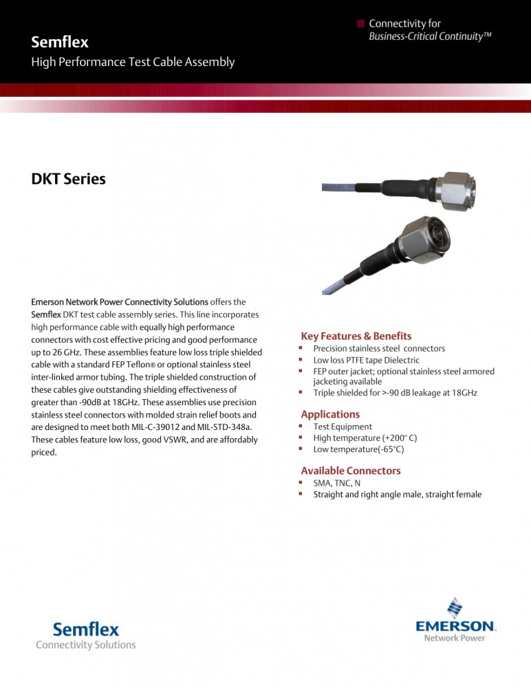 Semflex DKT cable assembly documentation page 1