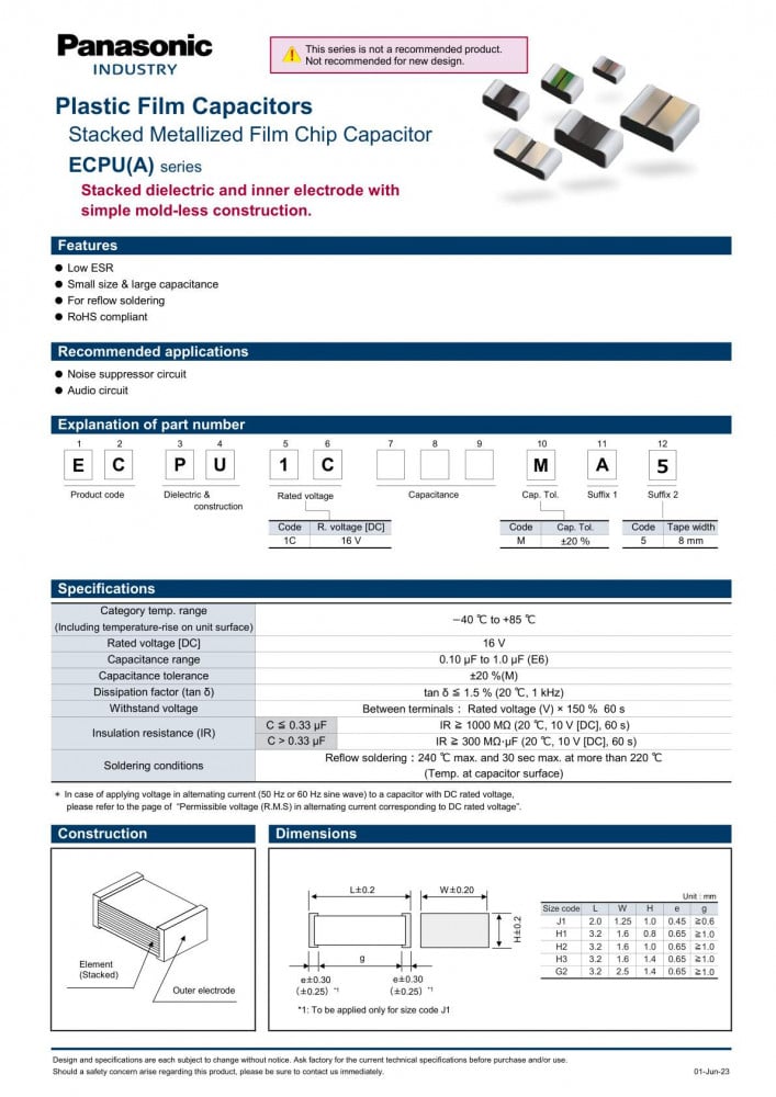 Panasonic ECPU series technical document page 1