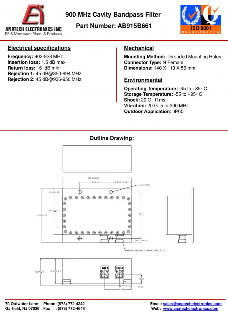 AB915B661-SFSM outline drawing