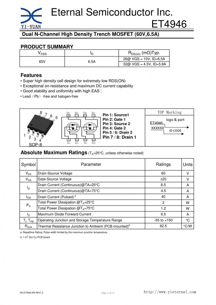 ET4946 datasheet page 1