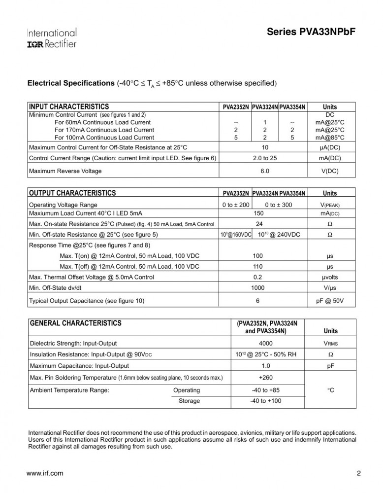 PVA3354NPBF datasheet page 2