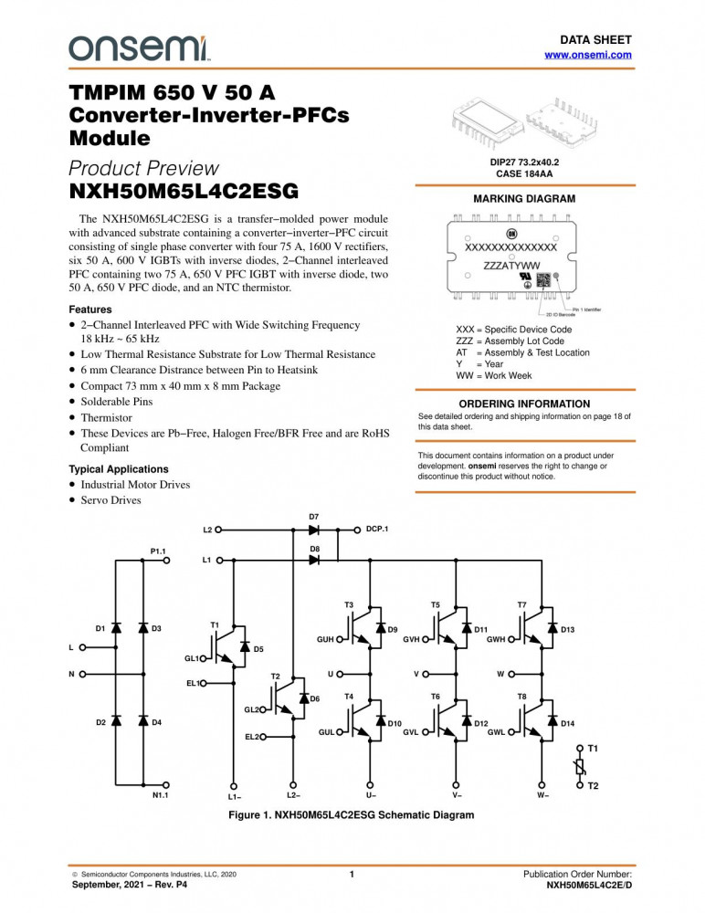NXH50M65L4C2ESG datasheet page 1