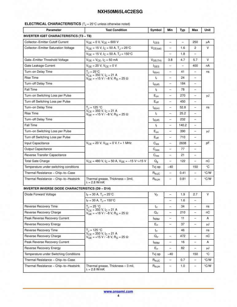 NXH50M65L4C2ESG datasheet page 4
