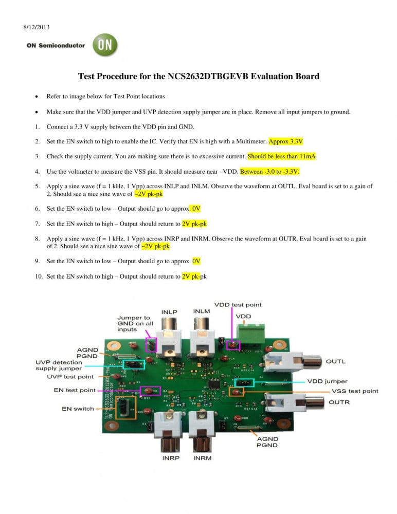NCS2632DTBGEVB technical document page