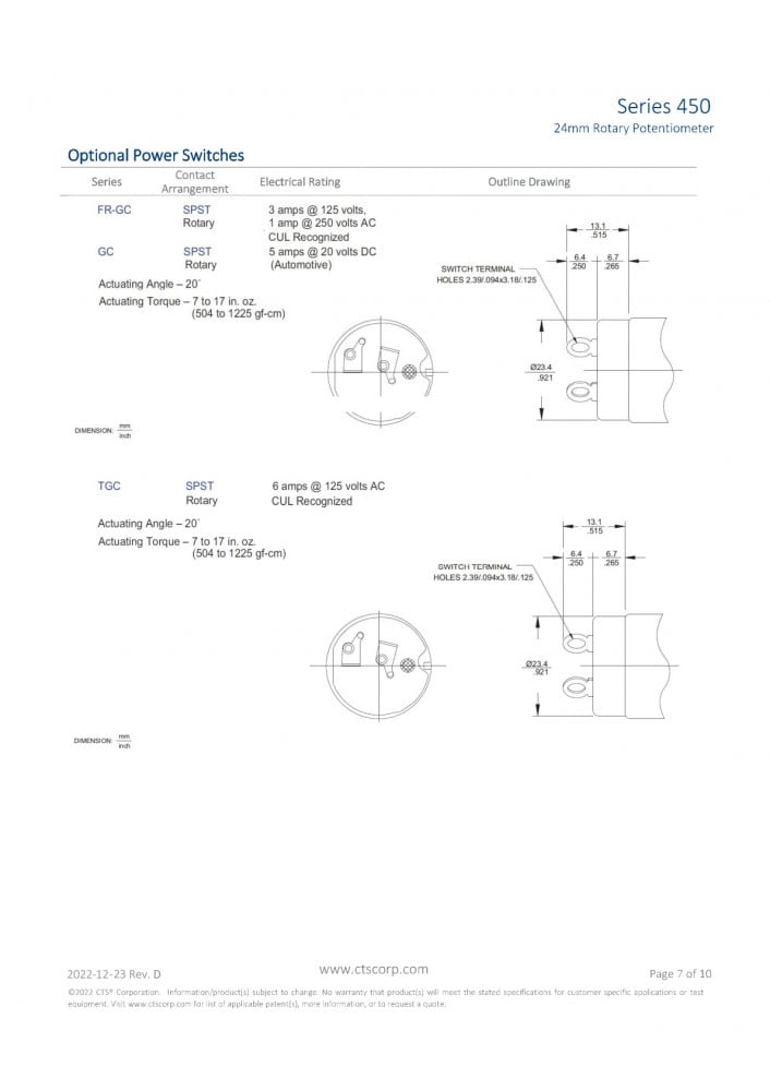 CTS Series 450 datasheet page 7