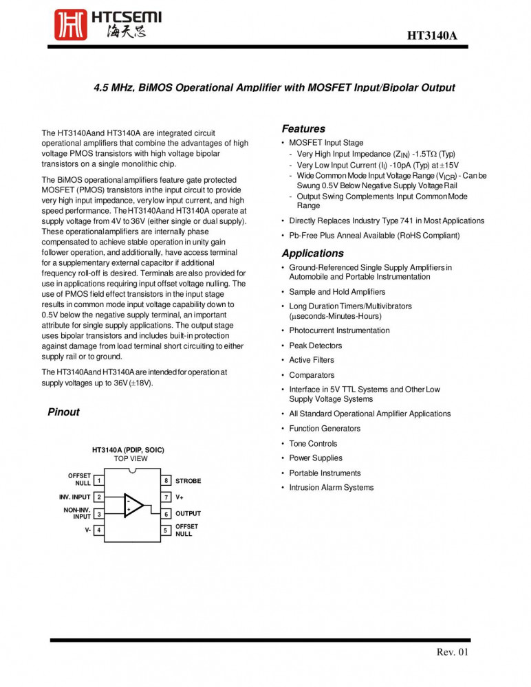 HT3140ANZ datasheet page 1