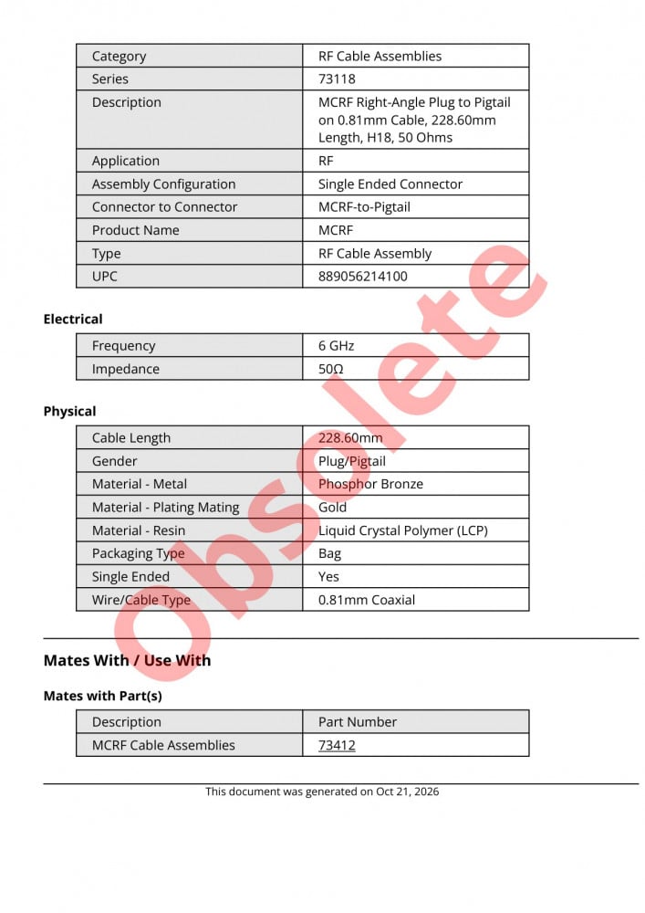 Technical document image 2 for Molex part 731186160