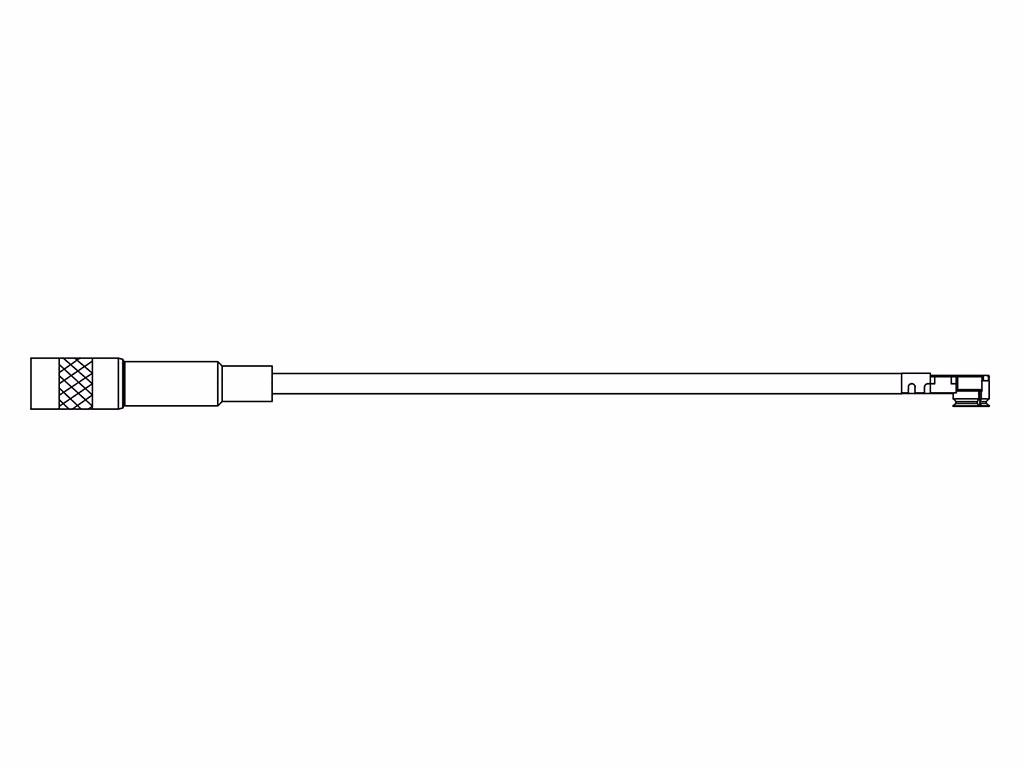 MMCX Right-Angle Plug to SMA Straight Bulkhead Jack Rear Mount on 1.37mm Cable, 82.00mm Length, 50 Ohms