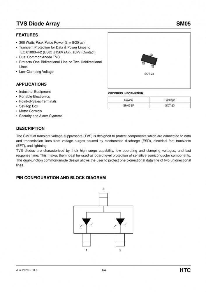SM05SF datasheet page 1