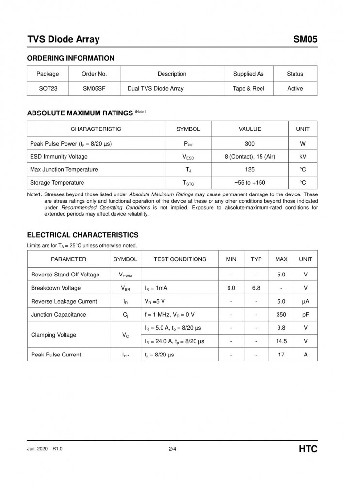 SM05SF datasheet page 2