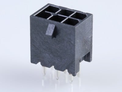 Micro-Fit+ Vertical Header, Through Hole, 3.00mm Pitch, Dual Row, 8 Circuits, 0.38µm Gold (Au) Plating, Glow-Wire Capable, Black, Tray