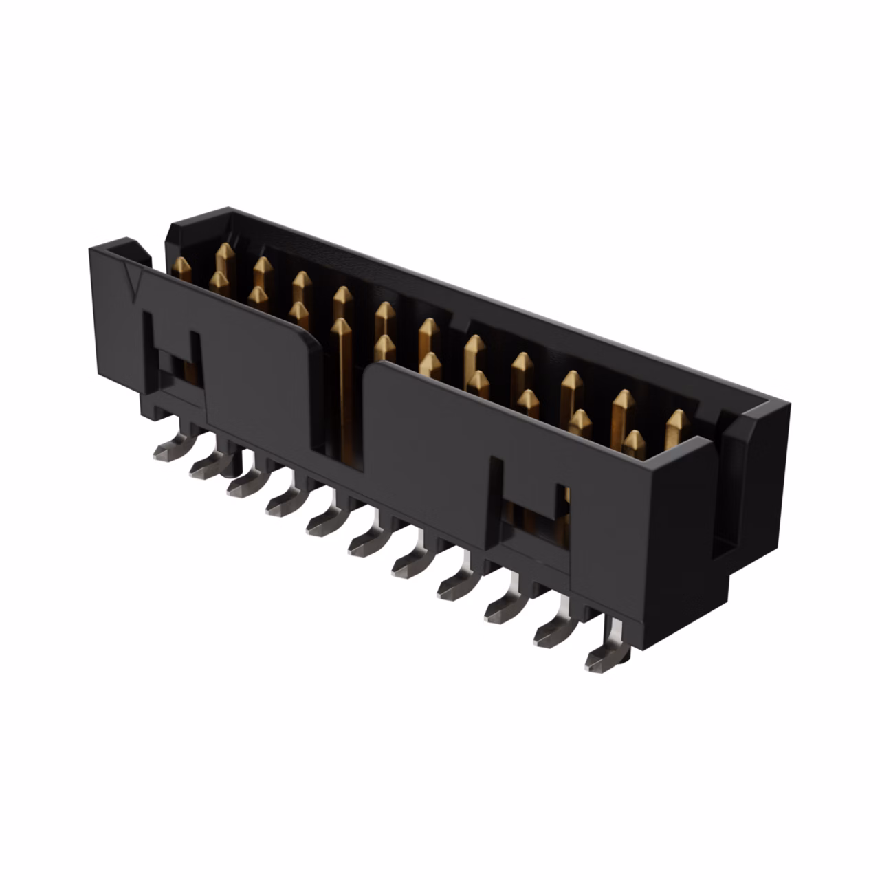 2.00mm Pitch, Milli-Grid PCB Header, Dual Row, Vertical, Surface Mount, Shrouded, 22 Circuits, 0.38µm Gold (Au) Plating, Dual Side Slots, Dual Friction Locks, Center Polarization, with Pegs, Tape and Reel for sale