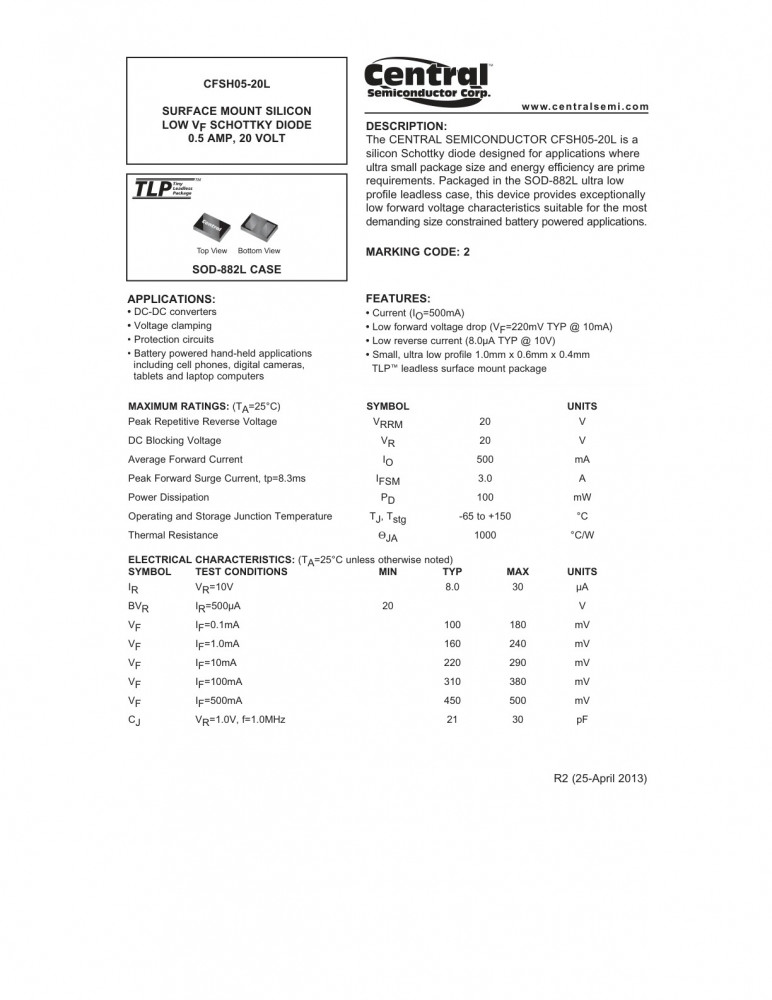CFSH05-20L TR PBFREE datasheet page 1