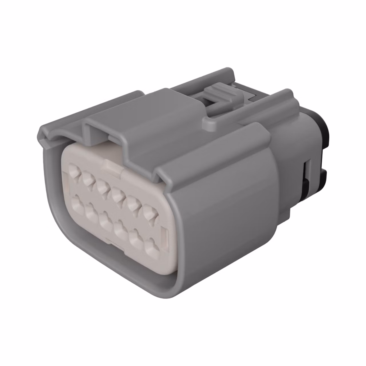 MX150 Mat-Sealed Female Connector Assembly, Dual Row, 12 Circuits, Keying Option B, without Connector Position Assurance, with Clip-Slot, Light Gray for sale