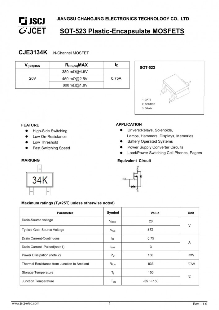 CJE3134K datasheet page 1
