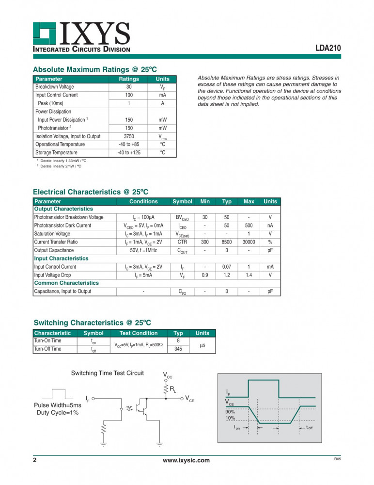 LDA210 technical document page 2