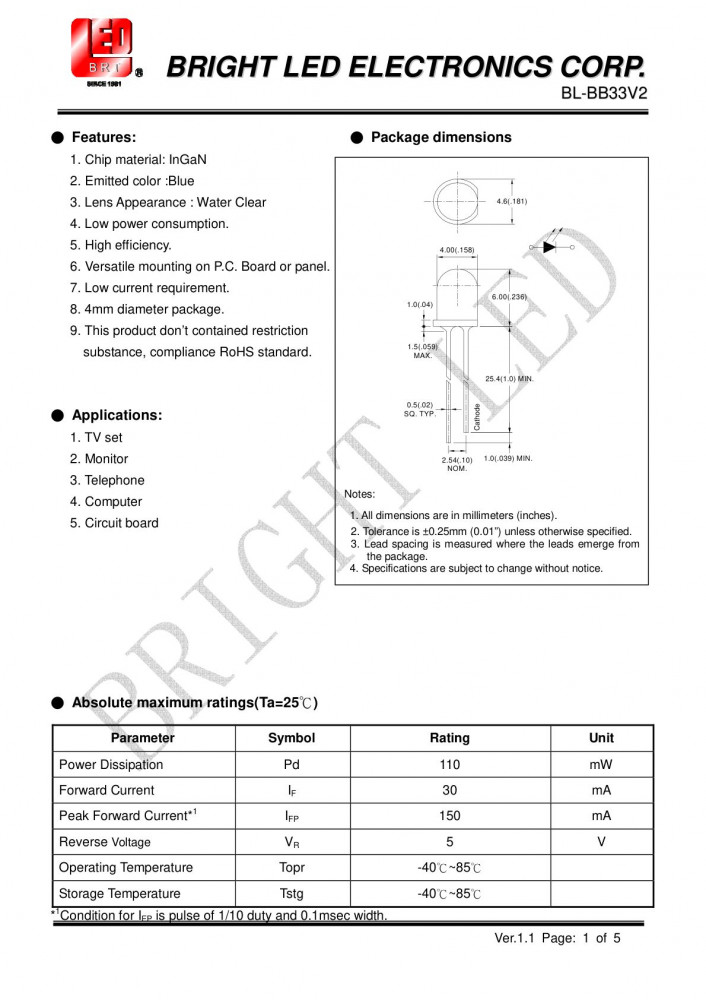 BL-BB33V2 datasheet page 1