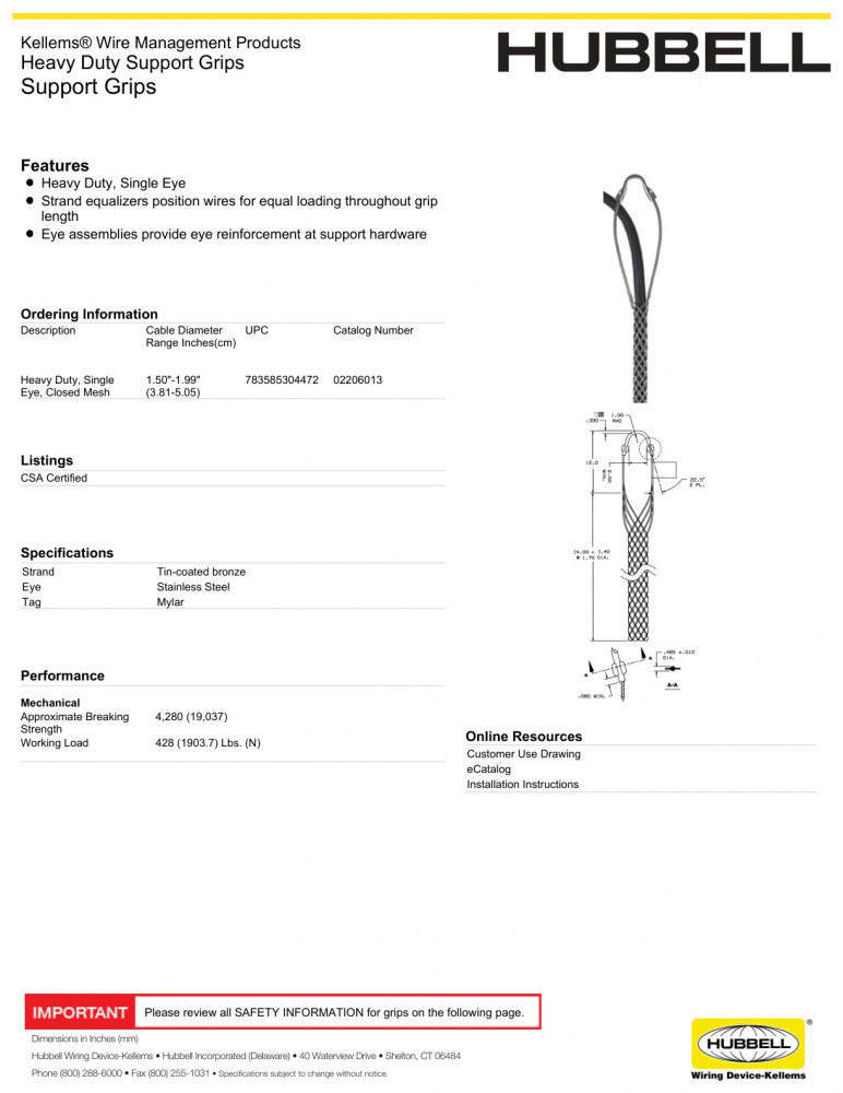 Burndy 02206013 product documentation page 1