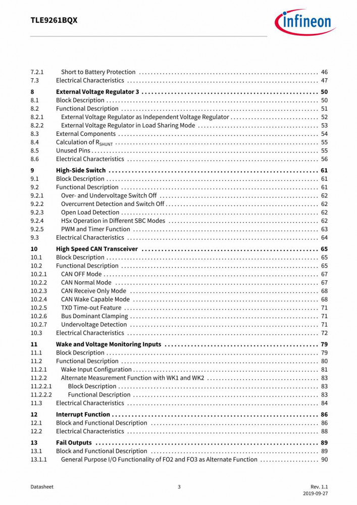 TLE9261BQX datasheet page 3