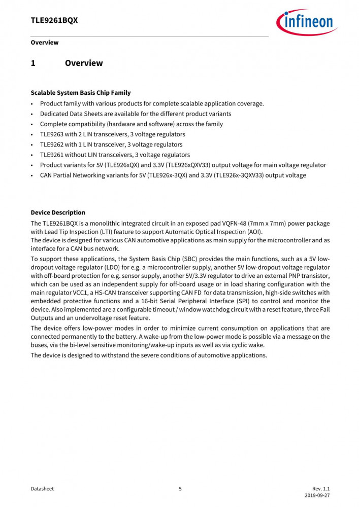 TLE9261BQX datasheet page 5