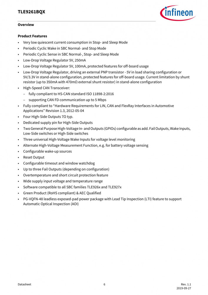 TLE9261BQX datasheet page 6