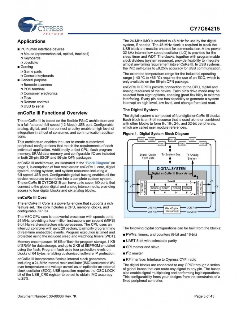 CY7C64215 datasheet page 3