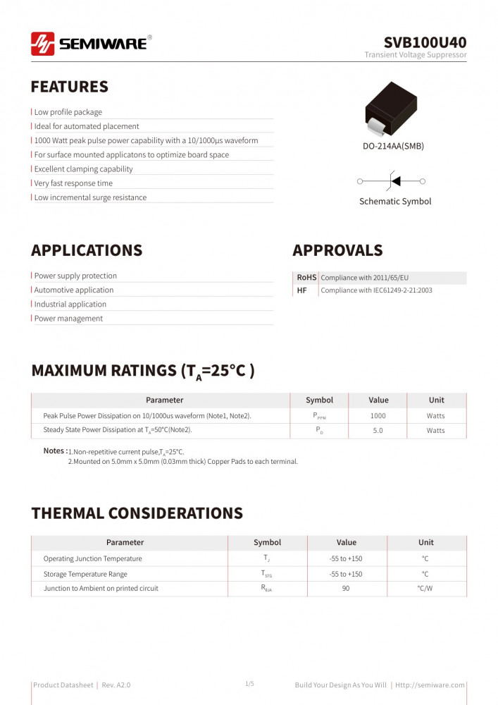 SVB100U40 datasheet preview, page 1
