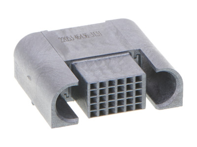 EXTreme Ten60Power Right-Angle Receptacle with Side Guides, 25 Signal Circuits, 4 DC Power Circuits