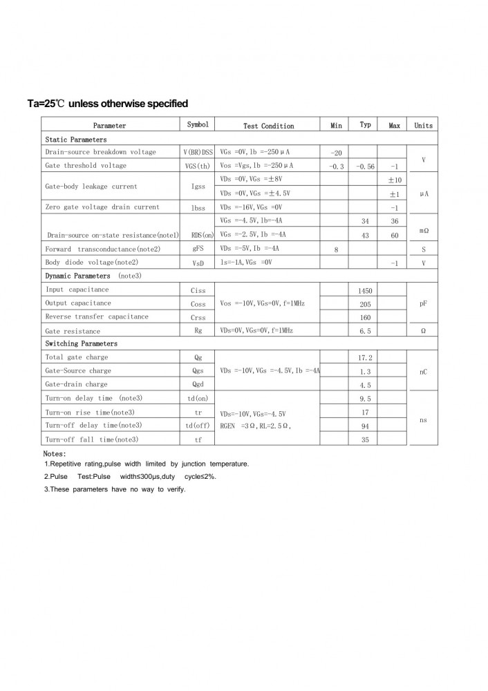 baocheng AO3415A datasheet page 2