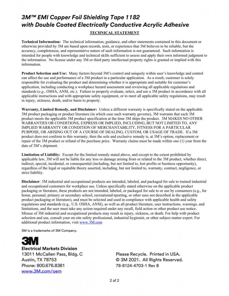 3M 1182 datasheet page 2