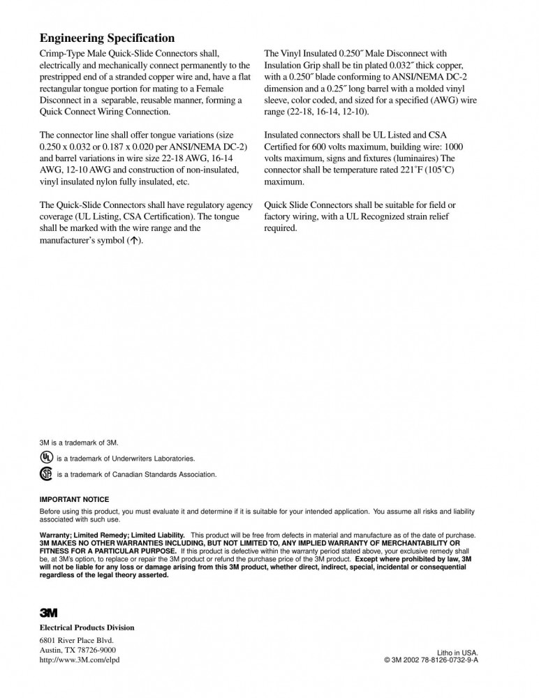 3M 94829 72M-250-32-P technical document page 2