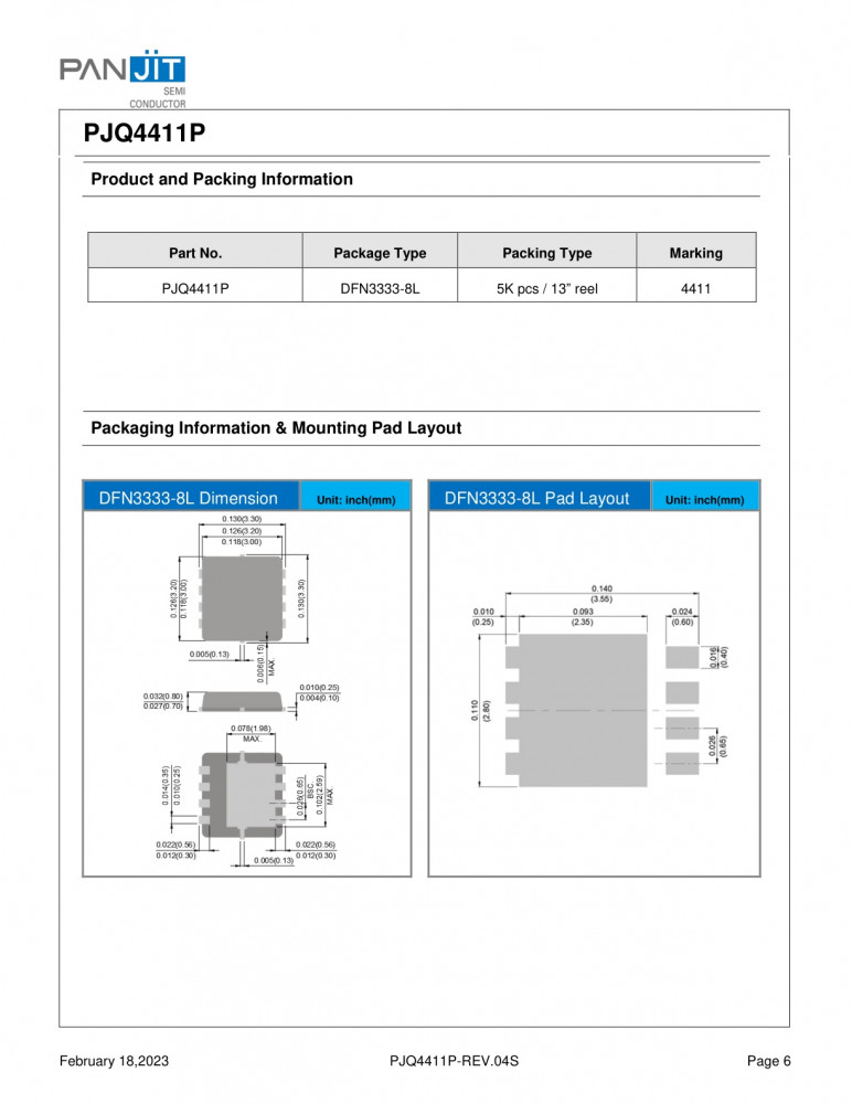 PJQ4411P datasheet page 6