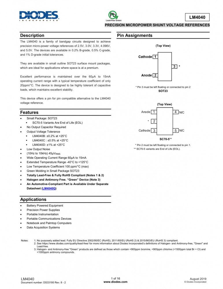 LM4040 datasheet page 1