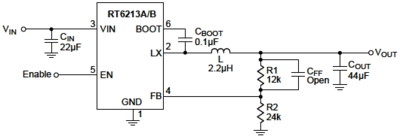RT2101B - 2.95V to 6V Input, 2A Output, 2MHz, Synchronous Step-Down Converter