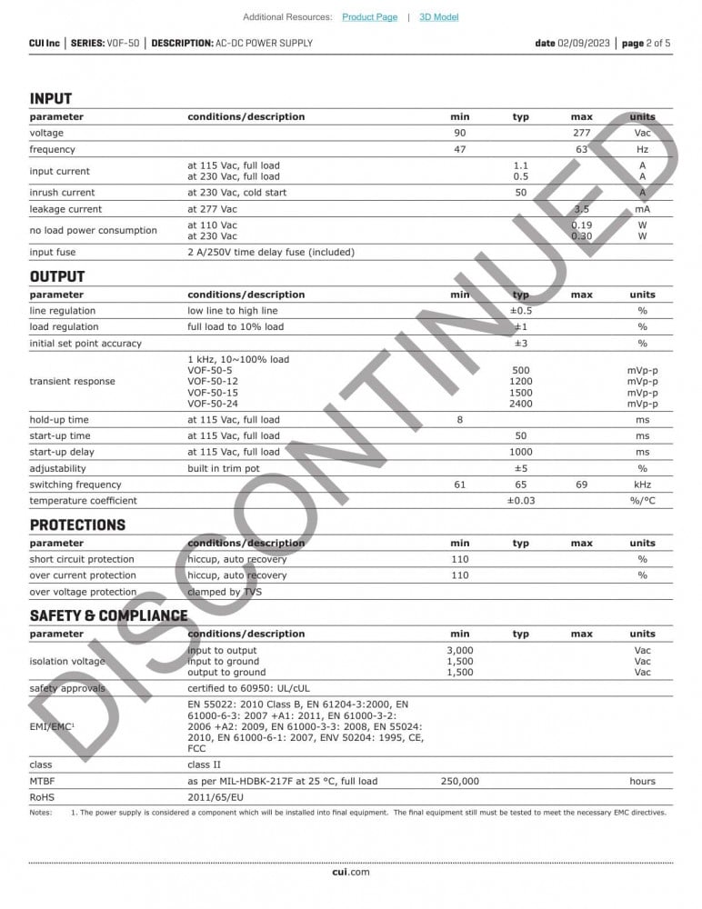 CUI VOF-50-12 datasheet page 2