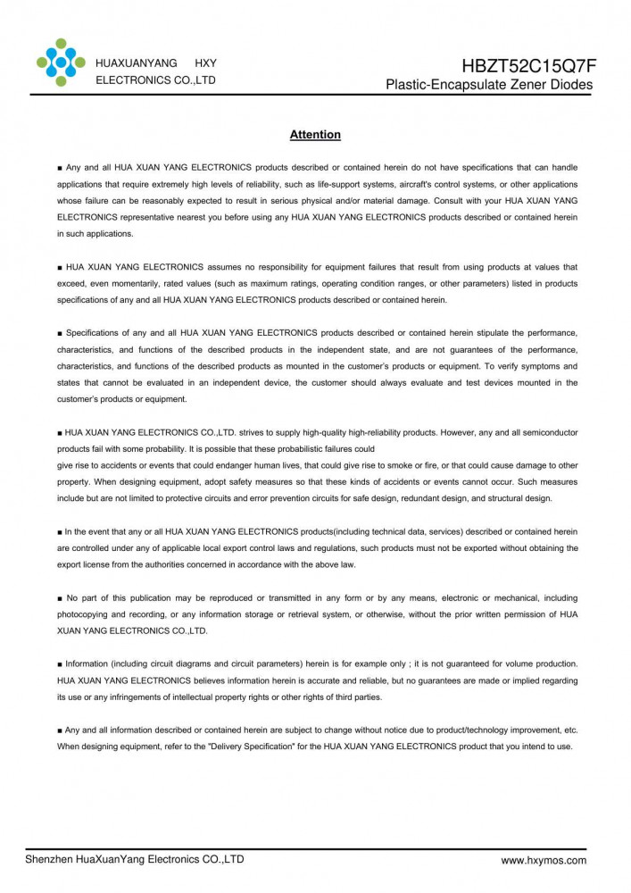 HBZT52C15Q7F technical document page 3