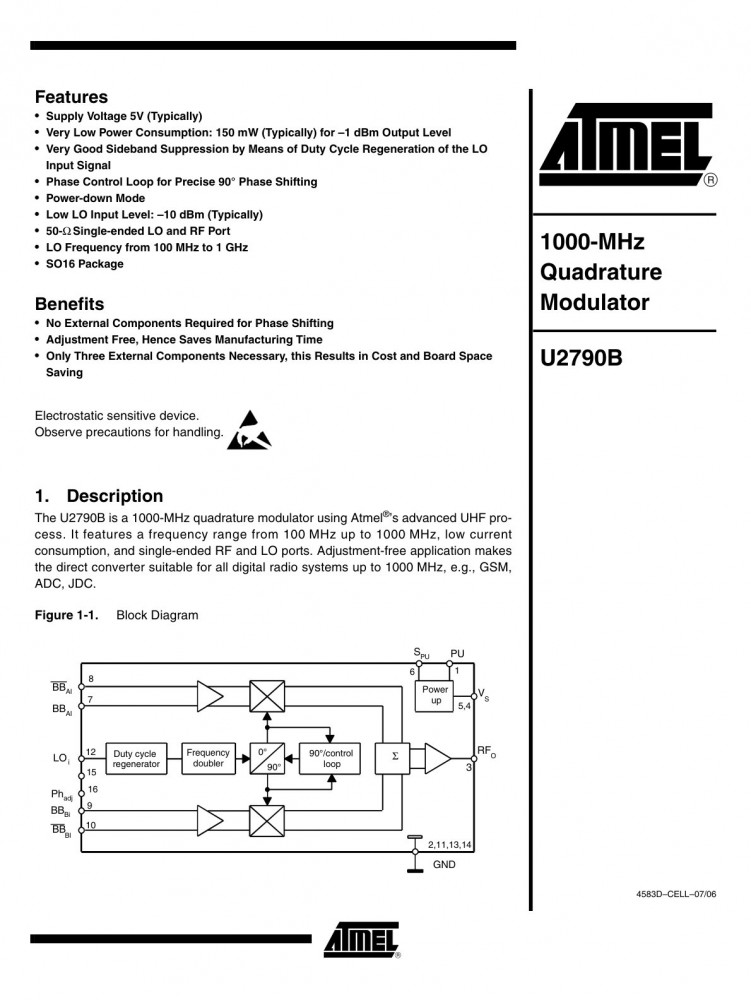 U2790B-NFPH datasheet page 1