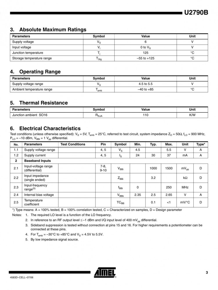 U2790B-NFPH datasheet page 3